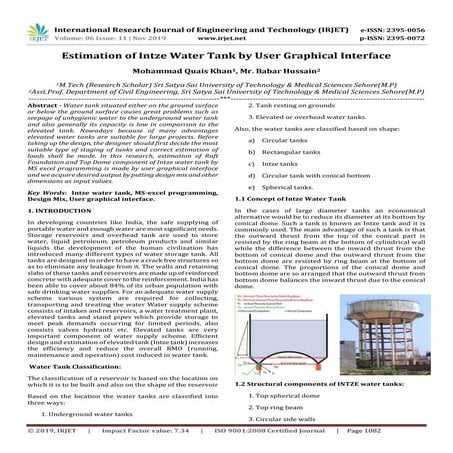 Intze tank design | PDF