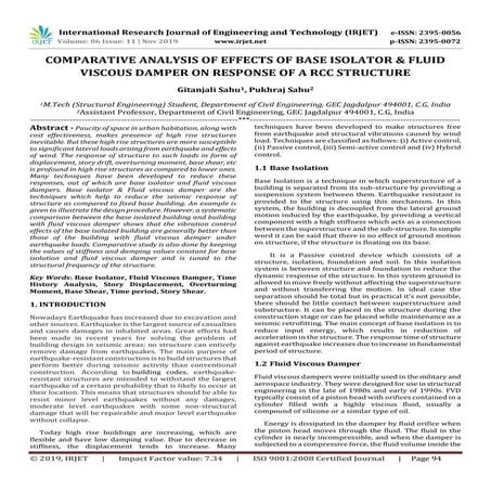 IRJET- Comparative Analysis of Effects of Base Isolator & Fluid Viscous ...