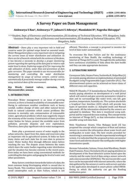IRJET- A Survey Paper on Dam Management | PDF IRJET- A Survey Paper on Dam Management | PDF