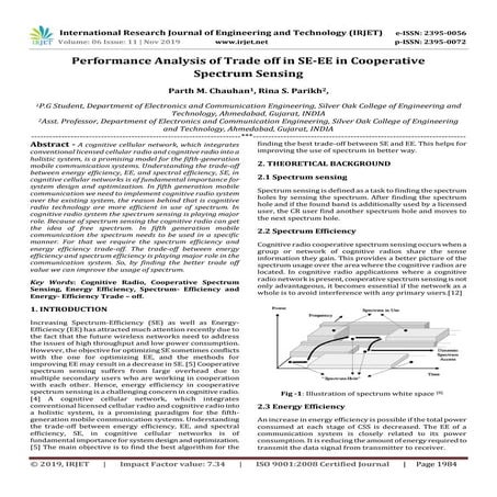 IRJET- Performance Analysis of Trade Off in SE-EE in Cooperative Spectrum Sensing | PDF
