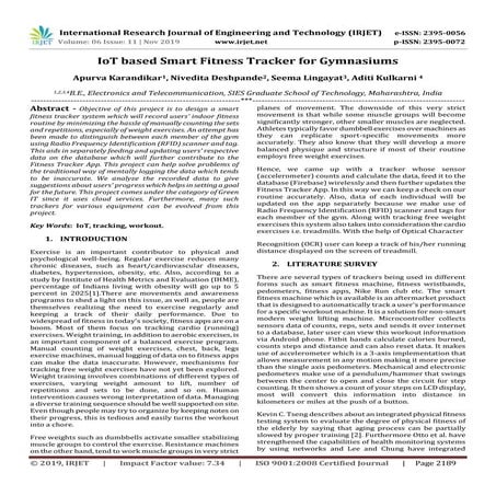 IRJET- IoT based Smart Fitness Tracker for Gymnasiums | PDF