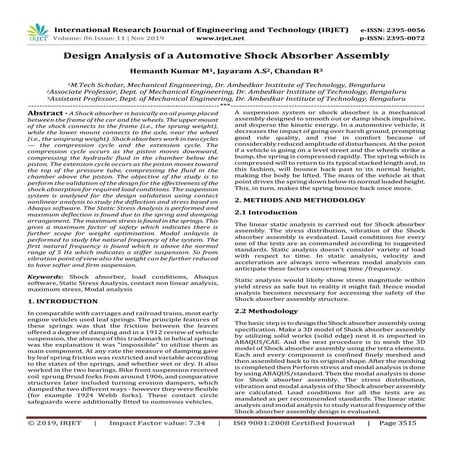 IRJET- Design Analysis of a Automotive Shock Absorber Assembly | PDF
