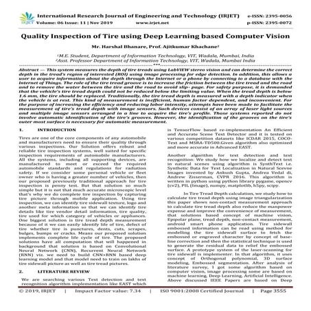 IRJET- Quality Inspection of Tire using Deep Learning based Computer Vision | PDF