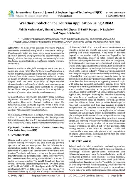 Irjet Weather Prediction For Tourism Application Using Arima Pdf