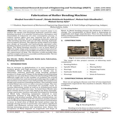 IRJET- Fabrication of Roller Bending Machine | PDF