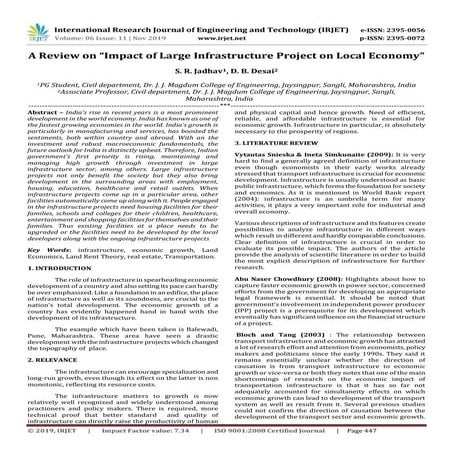 IRJET- A Review on “Impact of Large Infrastructure Project on Local ...