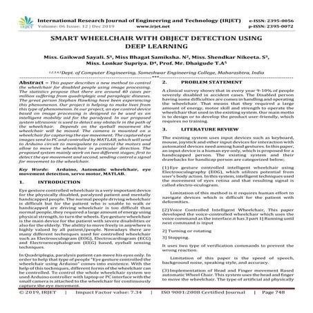 IRJET- Smart Wheelchair with Object Detection using Deep Learning | PDF