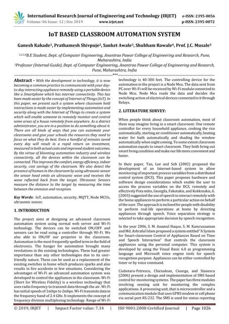 Irjet Iot Based Classroom Automation System Pdf