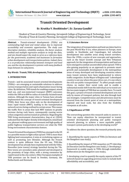 Transit Oriented Development - TOD - Human Settlement Planning ...