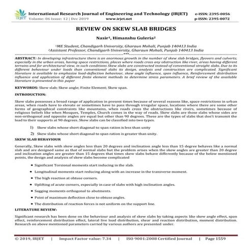 Design of Skew Culvert Analysis: A review | PDF