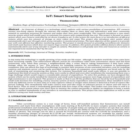 IRJET- IoT: Smart Security System | PDF