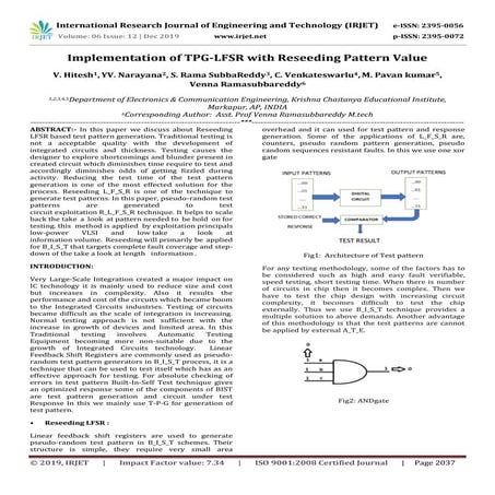 Irjet Implementation Of Tpg Lfsr With Reseeding Pattern Value Pdf