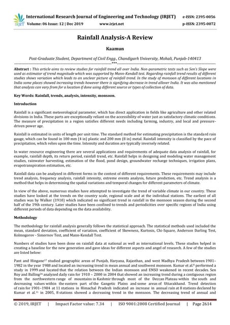 IRJET- Rainfall Analysis-A Review | PDF IRJET- Rainfall Analysis-A Review | PDF