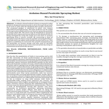 IRJET- Arduino based Pesticide Spraying Robot | PDF