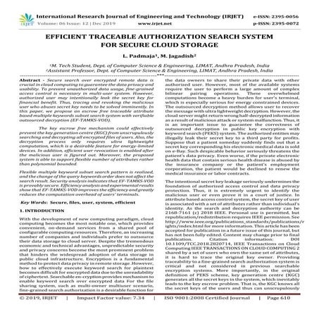 Irjet Efficient Traceable Authorization Search System For Secure Cloud Storage Pdf
