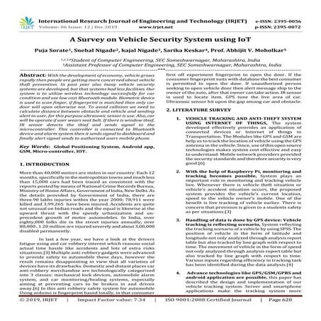 Irjet A Survey On Vehicle Security System Using Iot Pdf