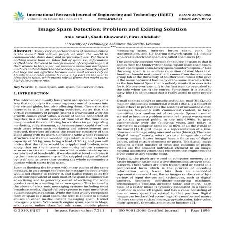 IRJET- Image Spam Detection: Problem and Existing Solution | PDF