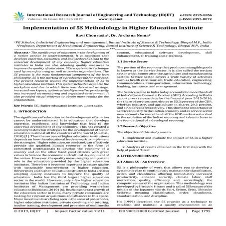 IRJET- Implementation of 5S Methodology in Higher Education Institute | PDF