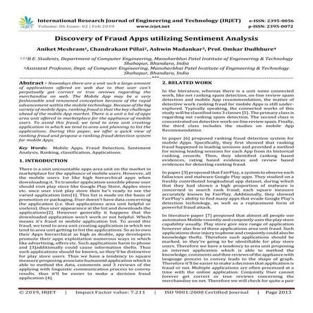 Irjet Discovery Of Fraud Apps Utilizing Sentiment Analysis Pdf