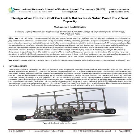 IRJET- Design of an Electric Golf Cart with Batteries & Solar Panel for ...