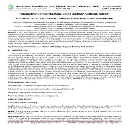 IRJET- Biometric Voting Machine using Aadhar Authentication | PDF