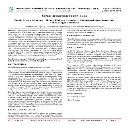 IRJET- Scrap Reduction Techniques | PDF