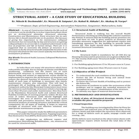 IRJET- Structural Audit – A Case Study of Educational Building | PDF