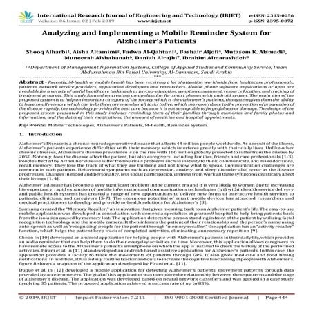 IRJET- Analyzing and Implementing a Mobile Reminder System for ...