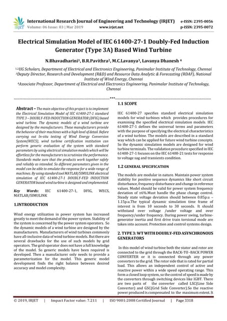 Doubly Fed Induction Generator-Based Wind Turbine Modelling and ...