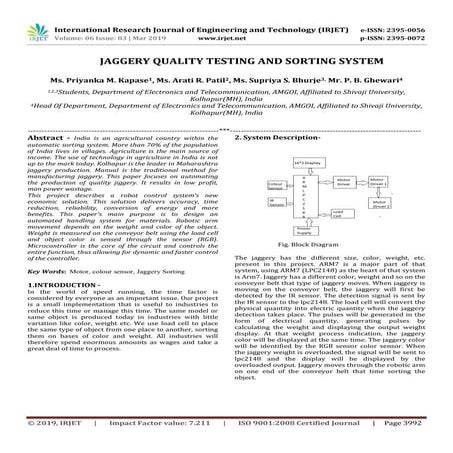 IRJET- Jaggery Quality Testing and Sorting System | PDF