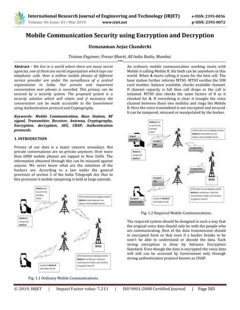 Irjet Mobile Communication Security Using Encryption And Decryption Pdf