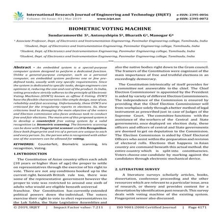 IRJET- Biometric Voting Machine | PDF