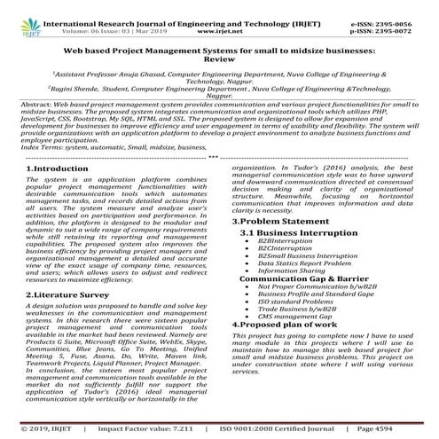 IRJET- Web based Project Management Systems for Small to Midsize Businesses: Review | PDF