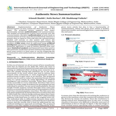 IRJET- Authentic News Summarization | PDF | Free Download
