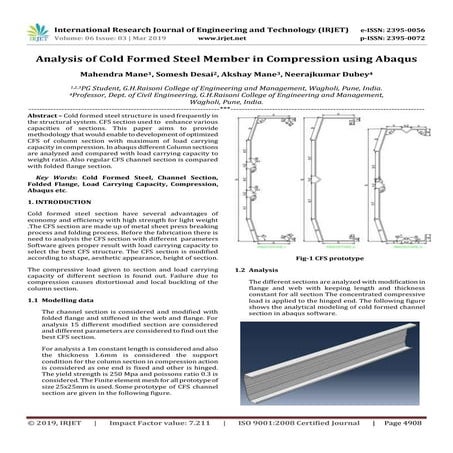 IRJET- Analysis of Cold Formed Steel Member in Compression using Abaqus ...