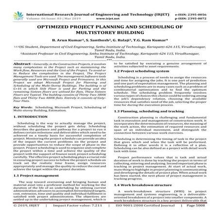 IRJET- Optimized Project Planning and Scheduling of Multistorey Building | PDF | Civil ...