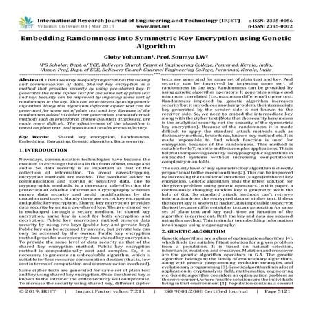 Irjet Embedding Randomness Into Symmetric Key Encryption Using Genetic Algorithm Pdf 