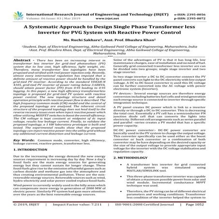 Irjet A Systematic Approach To Design Single Phase Transformer Less