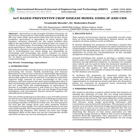 Irjet Iot Based Preventive Crop Disease Model Using Ip And Cnn Pdf
