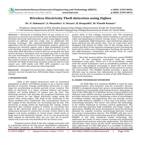IRJET- Wireless Electricity Theft Detection using Zigbee | PDF
