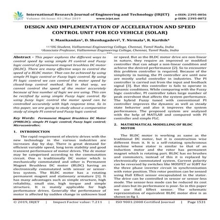 Irjet Design And Implementation Of Acceleration And Speed Control Unit