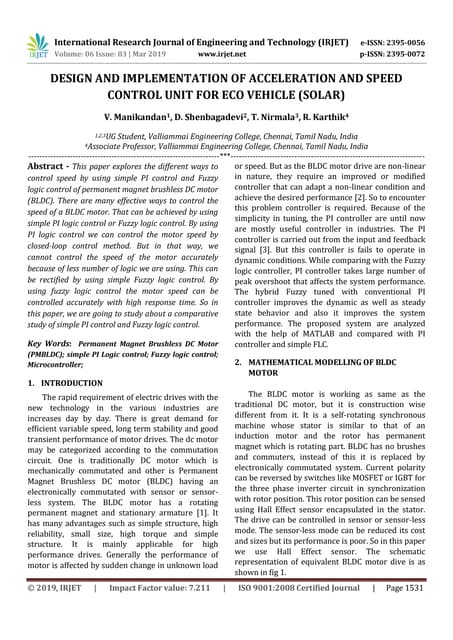 Irjet Design And Implementation Of Acceleration And Speed Control Unit