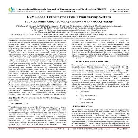 Irjet Gsm Based Transformer Fault Monitoring System Pdf