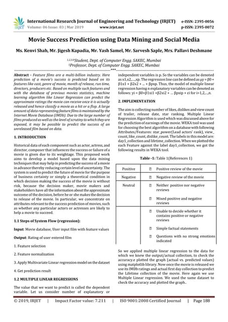 Predicting Movie Success on IMDb: A Data-Driven Approach | PPTX