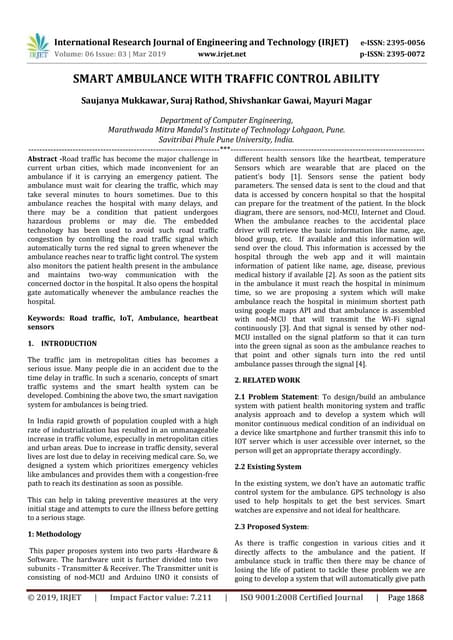 IOT Based Smart Ambulance Monitoring System with Traffic Light Control ...