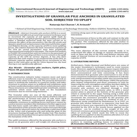 IRJET- Investigations of Granular Pile Anchors in Granulated Soil ...