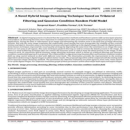 Irjet A Novel Hybrid Image Denoising Technique Based On Trilateral Filtering And Gaussian