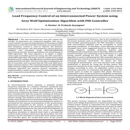Irjet Load Frequency Control Of An Interconnected Power System Using