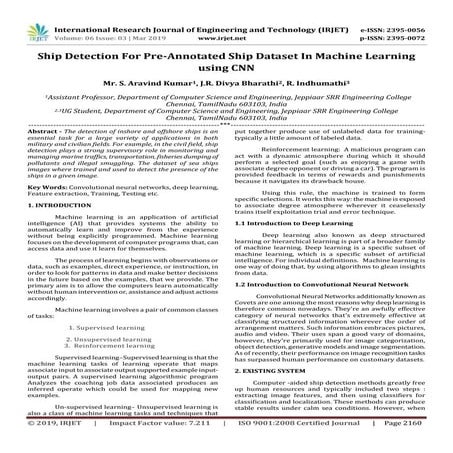 Irjet Ship Detection For Pre Annotated Ship Dataset In Machine Learning Using Cnn Pdf