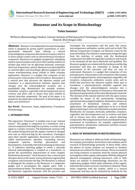 Biosensors | PPT | Chemistry | Science